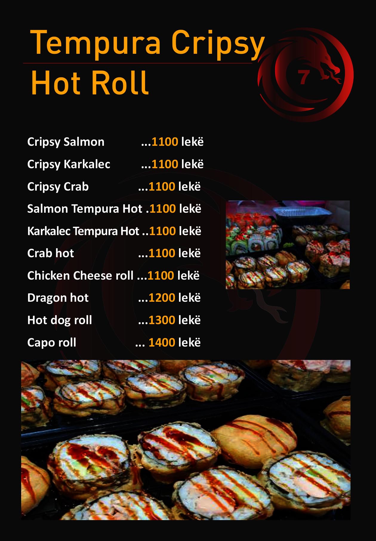 Sushi Dragon Menu