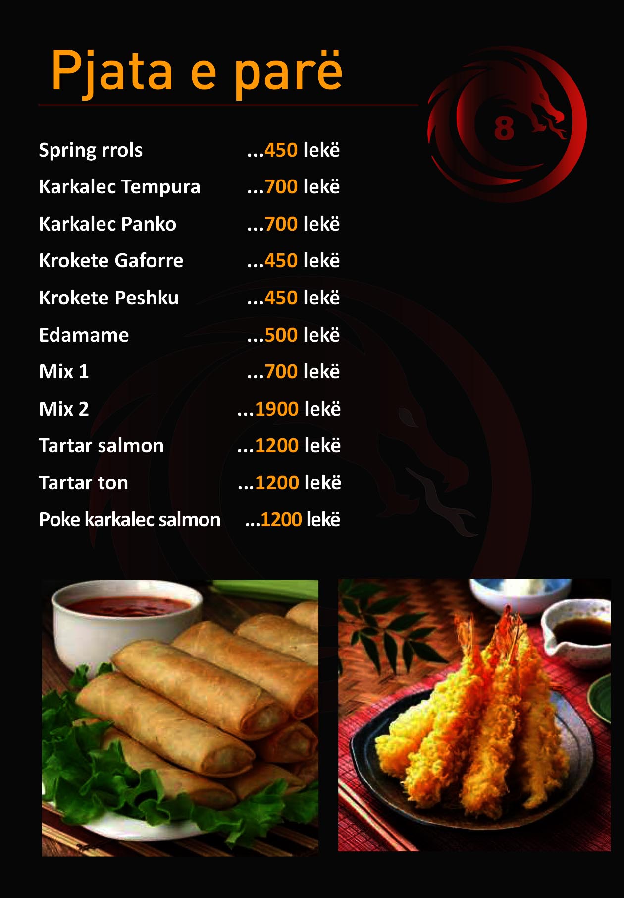 Sushi Dragon Menu